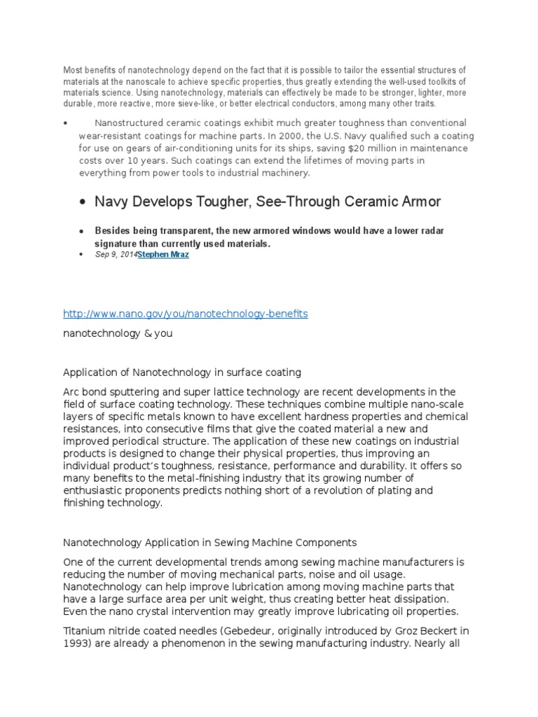 Navy Develops Tougher, See-Through Ceramic Armor | PDF | Sewing Machine | Nanotechnology