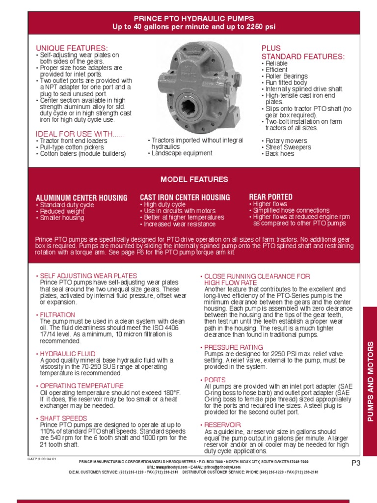 Prince Hydraulics - PTO Hydraulic Pumps Offered by PRC Industrial ...