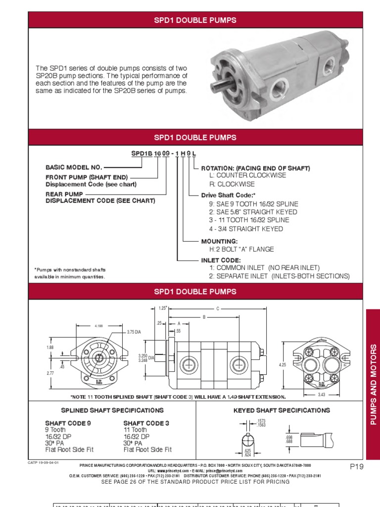 Prince Hydraulics - SPD1 Series Hydraulic Double Gear Pumps Offered by ...
