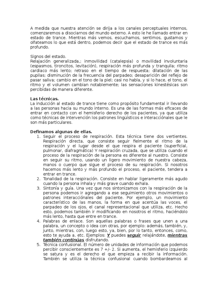 Induccion Al Estado de Trance | PDF | Ritmo | Creatividad