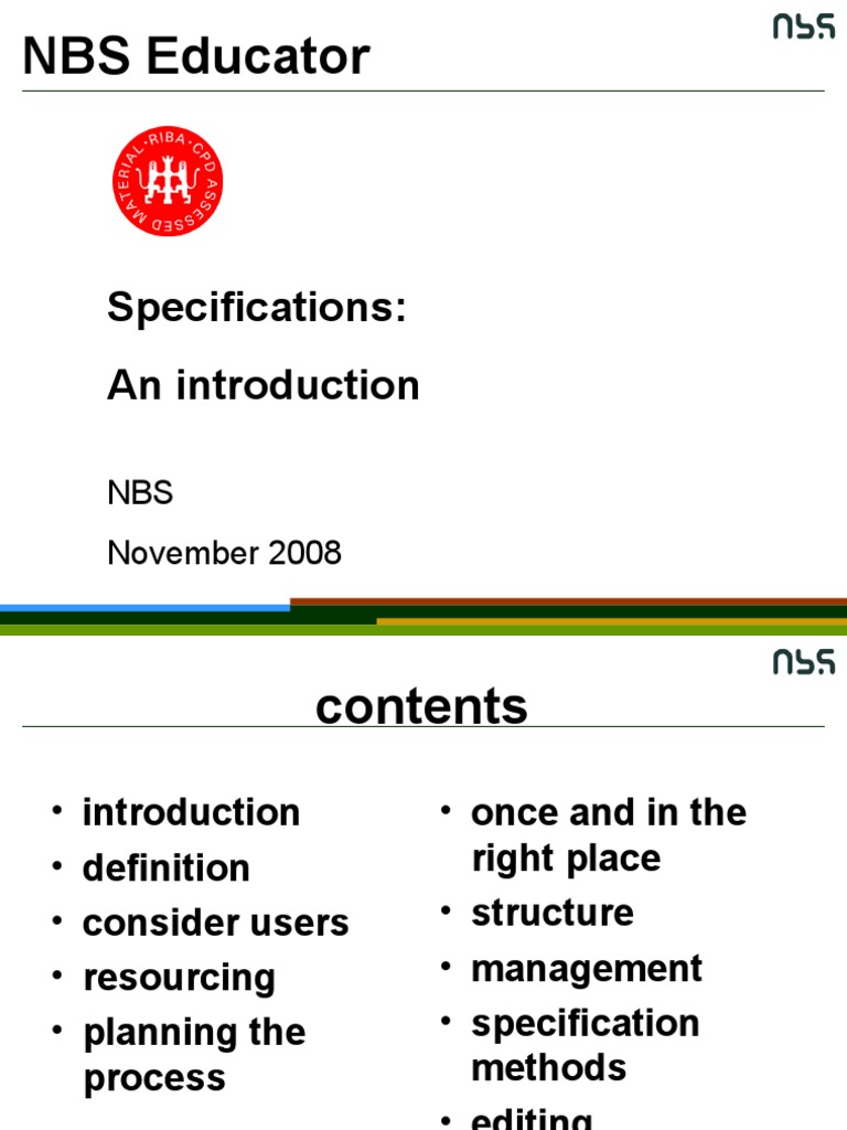 NBS Specification Writing Guide | PDF | Specification (Technical ...