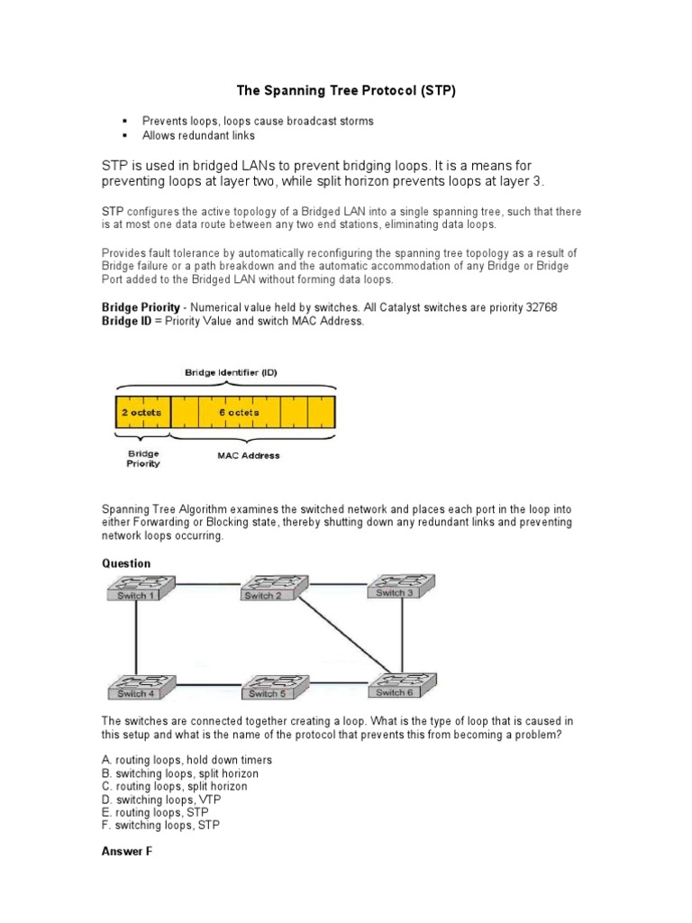 Spanning Tree Protocol (STP) | PDF | Network Switch | Internet Protocols