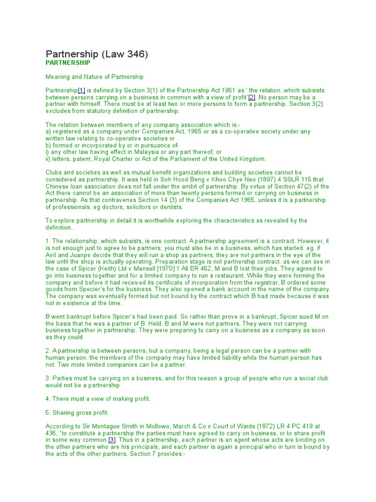 Partnership Notes | PDF | Partnership | Concurrent Estate