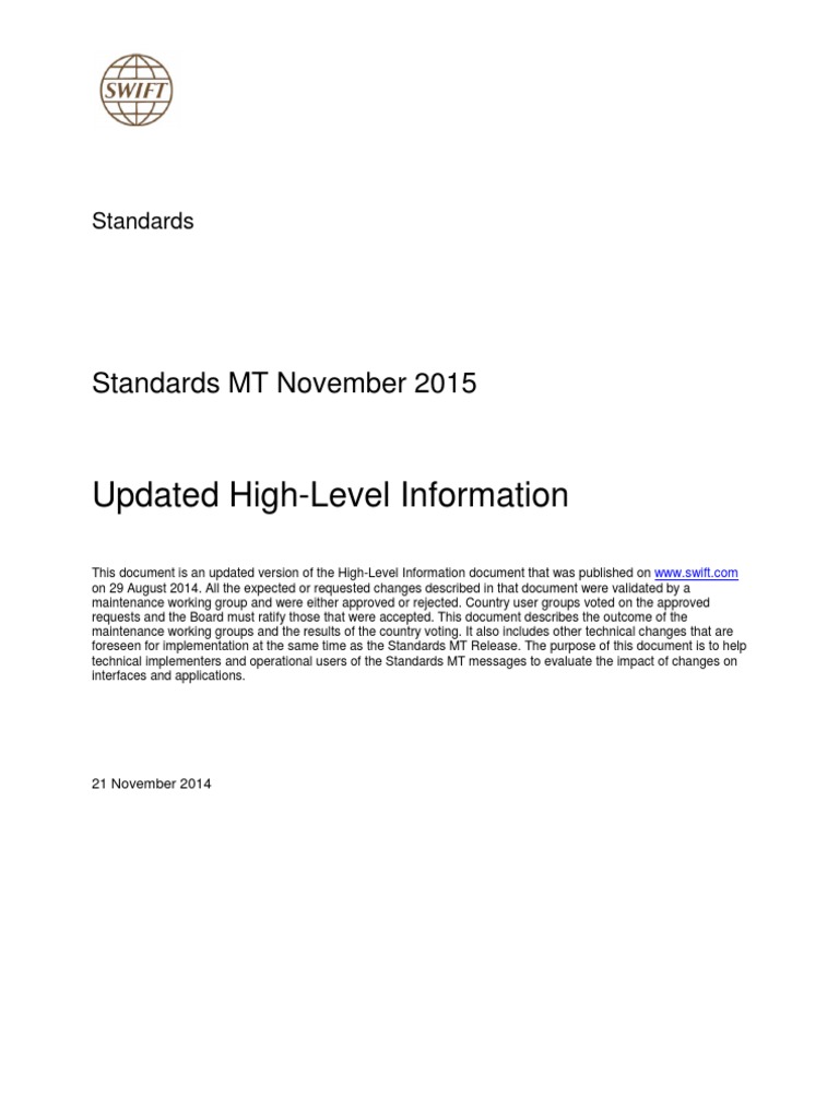 Swift Standards Infopaper | PDF | Service Level Agreement | Payments