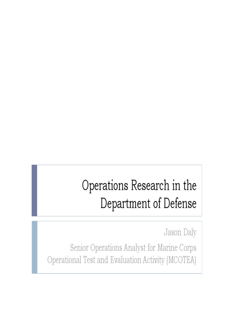 Operations Research in The Department of Defense | PDF | Operations ...