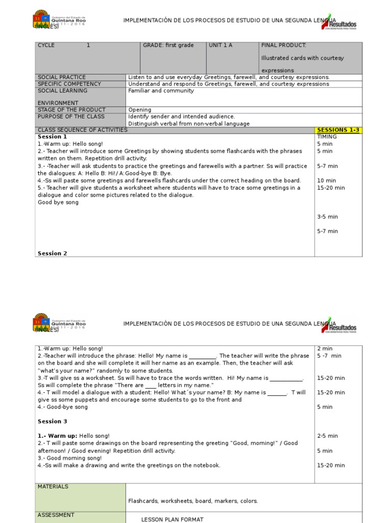 Primer Grado 1A Lesson Plan | PDF | Communication | Cognitive Science