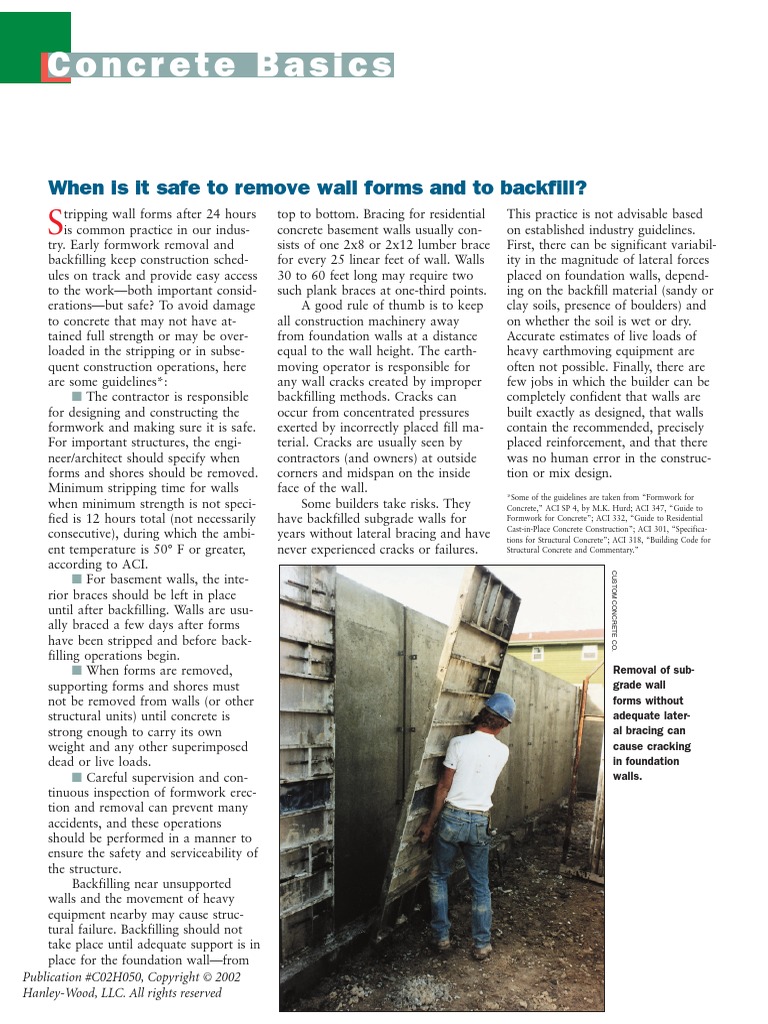 When Is It Safe To Remove Wall Forms and To Backfill - tcm45-590024 ...