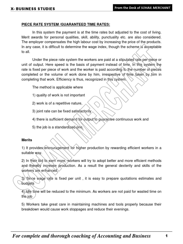 Piece Rate System and Time Rate System | Download Free PDF | Piece Work ...