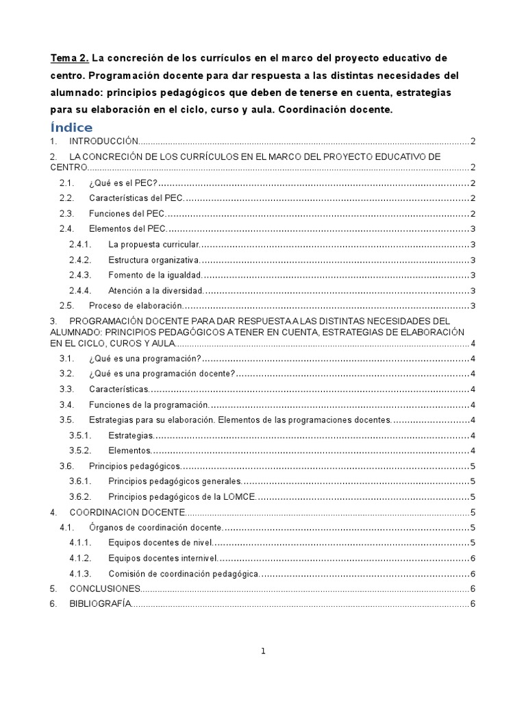 Tema 2 Oposición Primaria 2015 | PDF | Plan de estudios | Evaluación