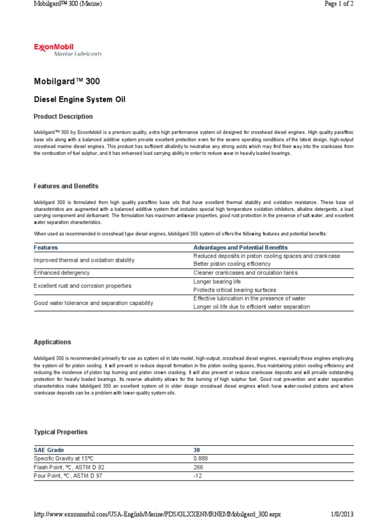 Mobilgard™ 300: Diesel Engine System Oil | PDF | Diesel Engine | Piston
