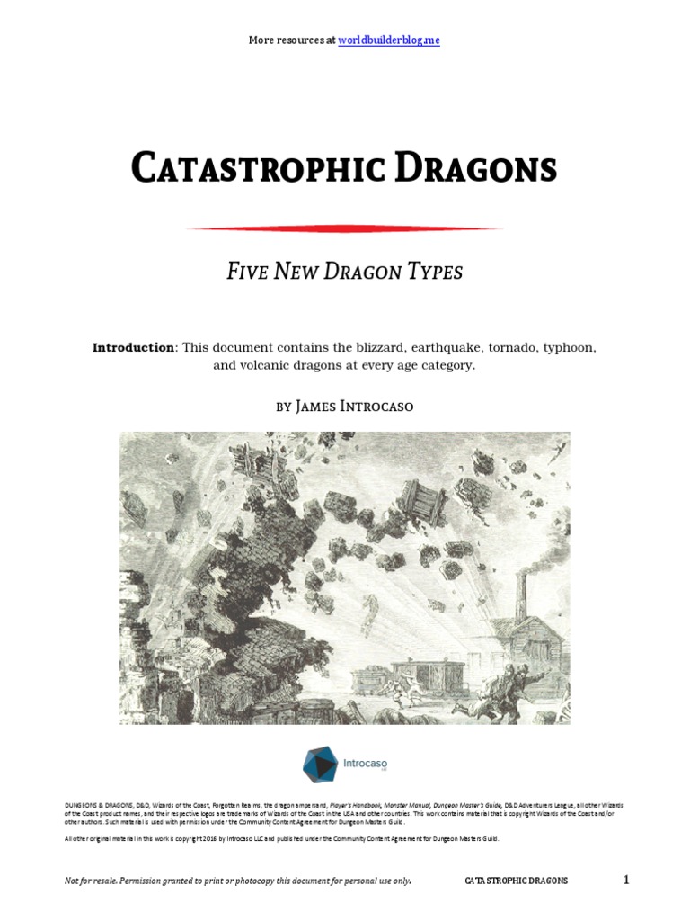 Catastrophic Dragons Five New Dragon Types | PDF