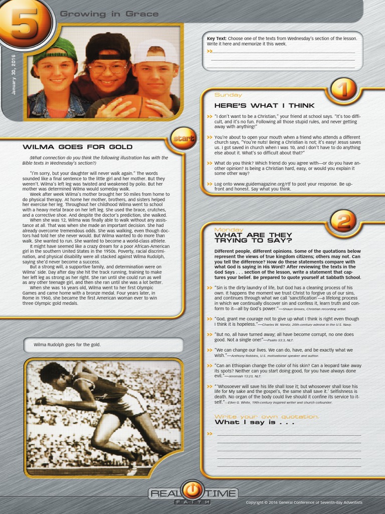 1st Quarter 2016 Lesson 5 Real Time Faith (Ages 13-14) | PDF | Sin | Jesus