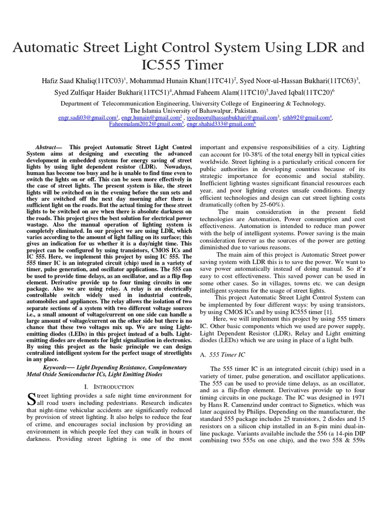 Automatic Street Light Control System Us | PDF | Relay | Rectifier