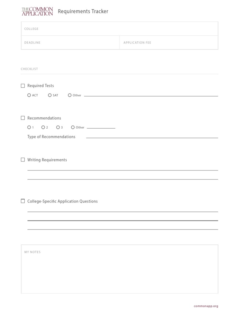Common App Requirements Tracker | PDF | Computers