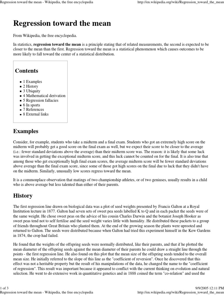Regression Toward The Mean | PDF