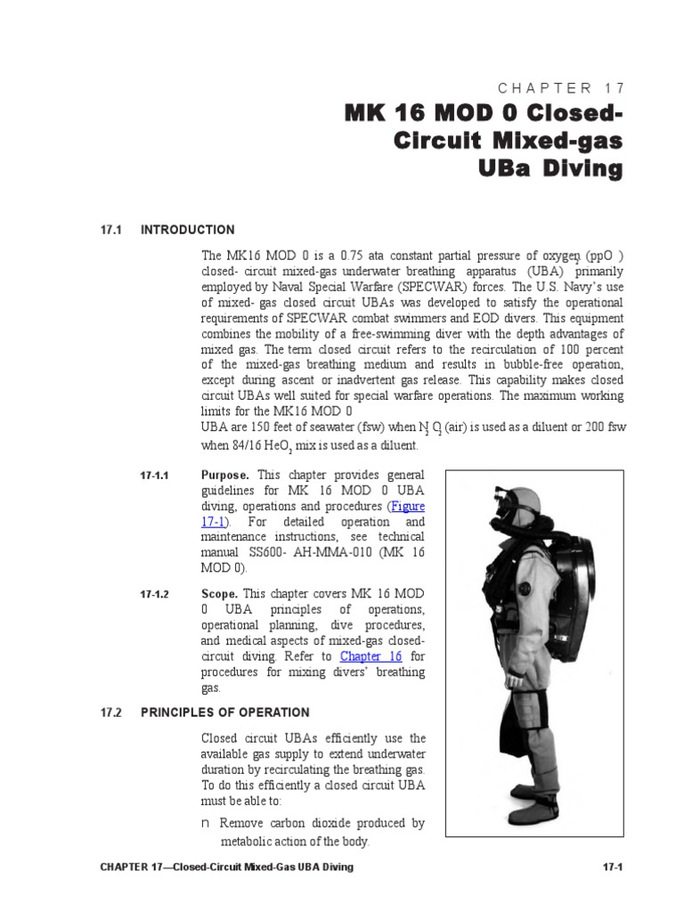 MK 16 MOD 0 UBA Diving Overview | PDF | Scuba Diving | Underwater Sports