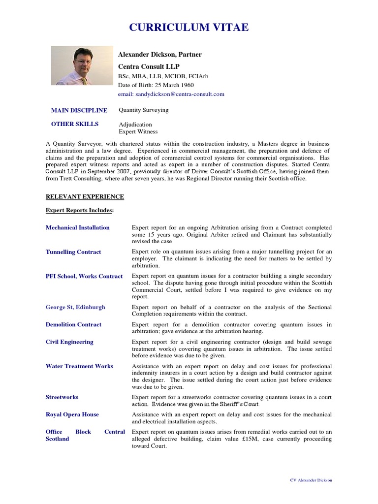 Sandy Dickson CV | PDF | Adjudication | Arbitration