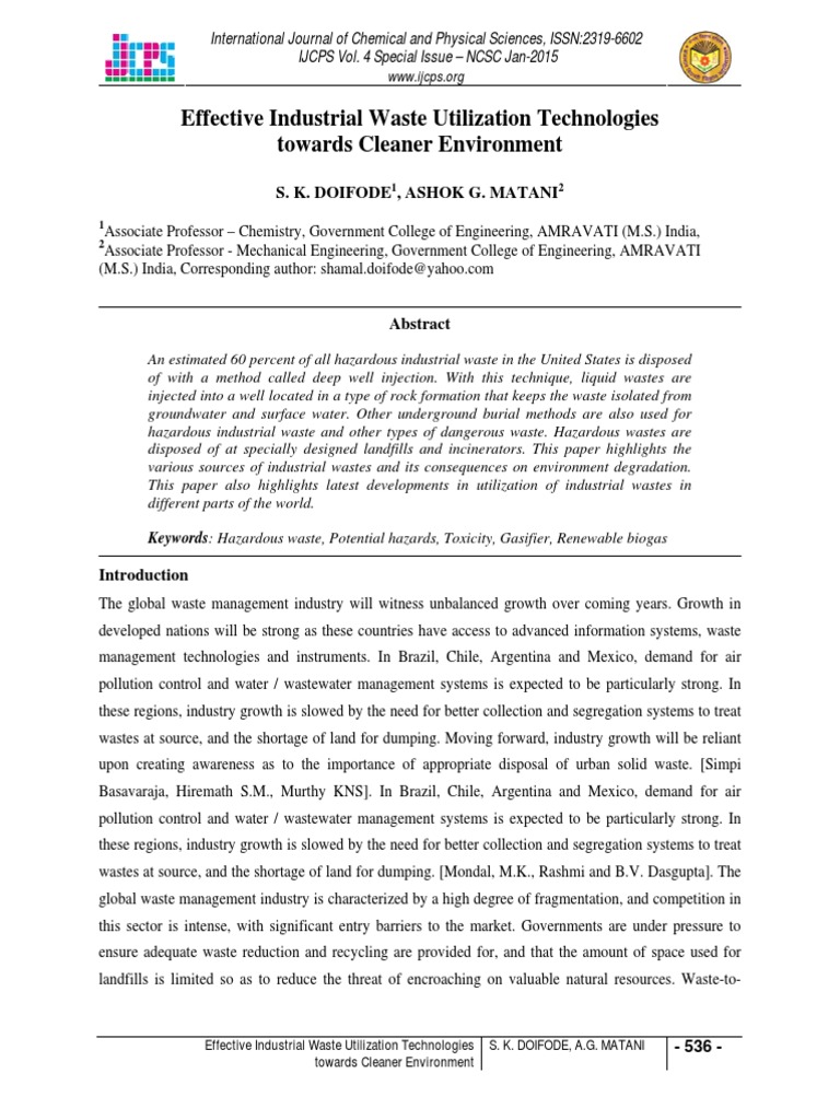 Effective Industrial Waste Utilization | PDF | Municipal Solid Waste ...