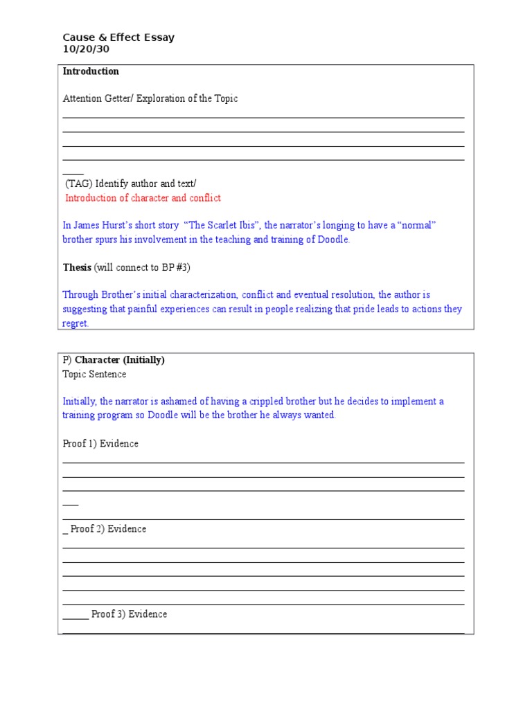 Cause & Effect in "The Scarlet Ibis" | PDF
