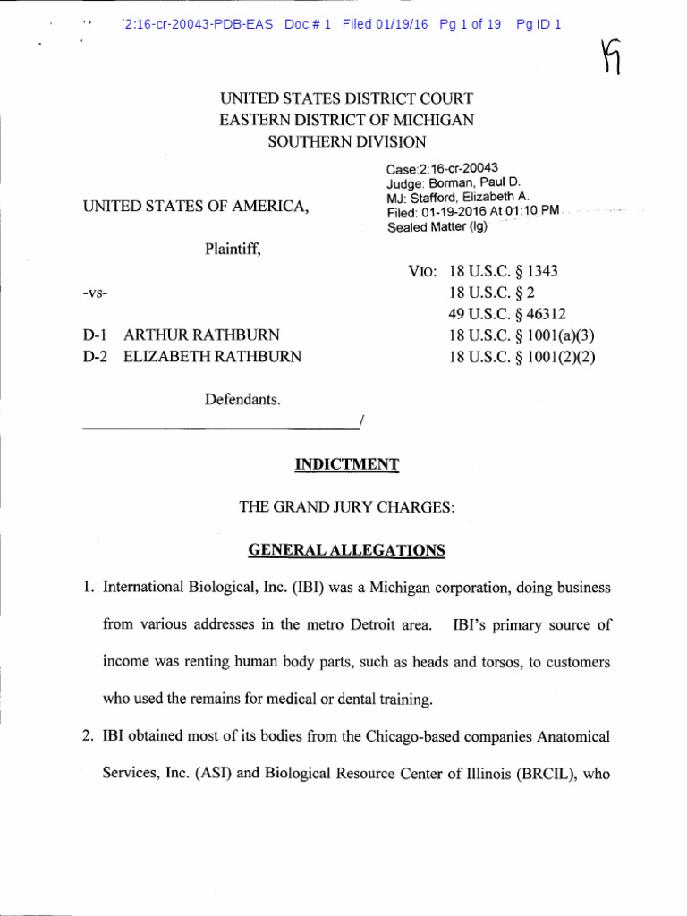 Arthur Rathburn Indictment | PDF