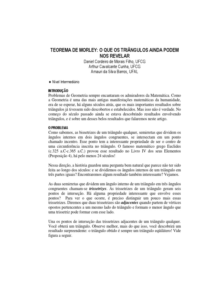 Teorema Morley PDF | PDF | Triângulo | Trigonometria