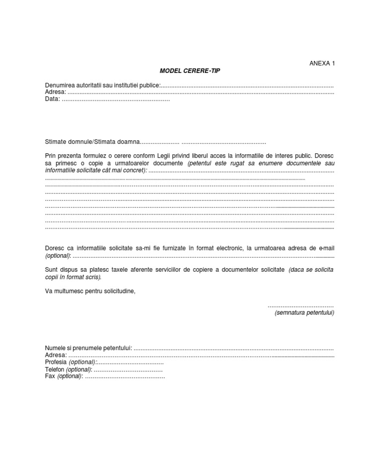 Model Cerere Tip | PDF