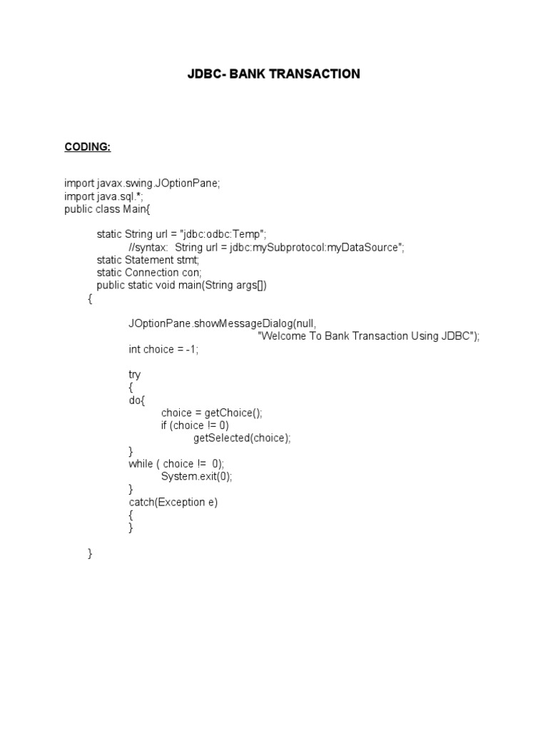 JDBC Coding | PDF | Computer Programming | Databases
