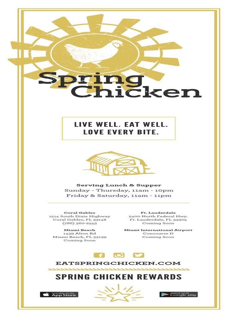 Spring Chicken Menu | PDF | Salad | Food And Drink