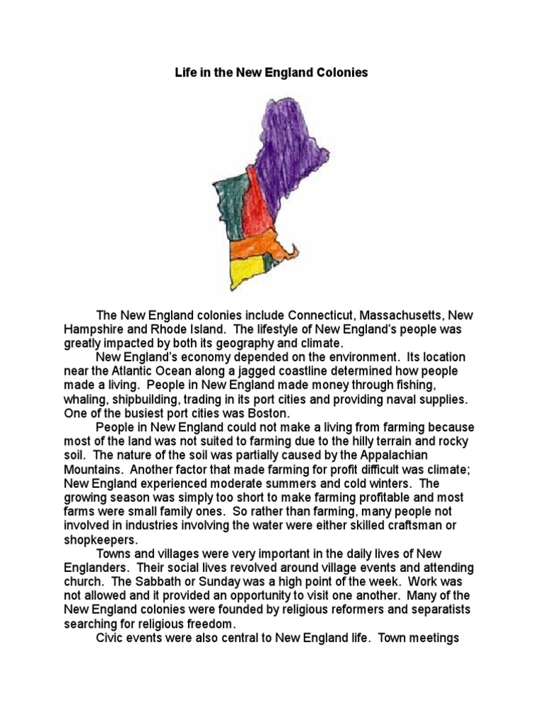 New England Colonies: Daily Life Overview | PDF