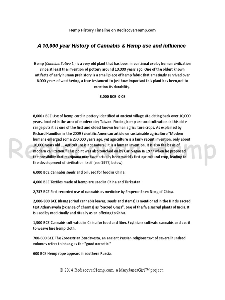 Hemp History Timeline On RediscoverHemp - Com, A MaryJanesGirl™ Project ...