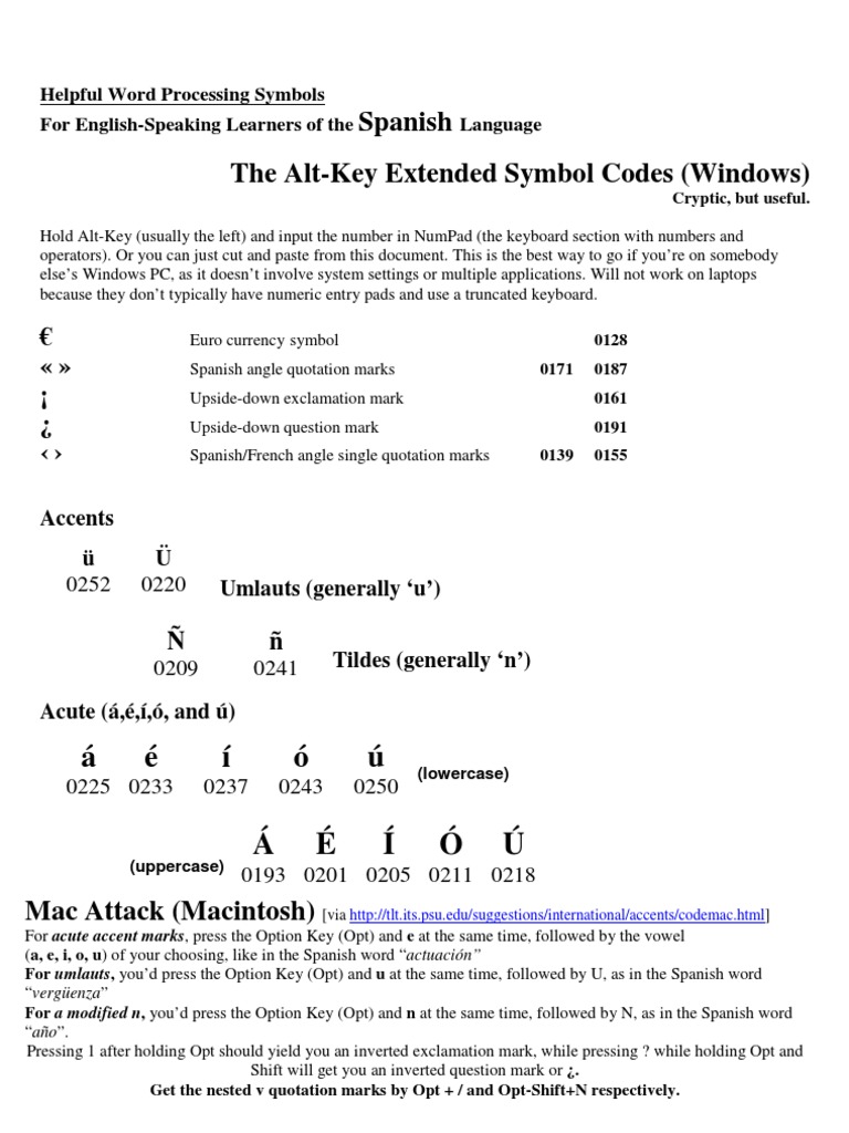 Typing Spanish Accent Marks | PDF | Computer Keyboard | Graphic Design