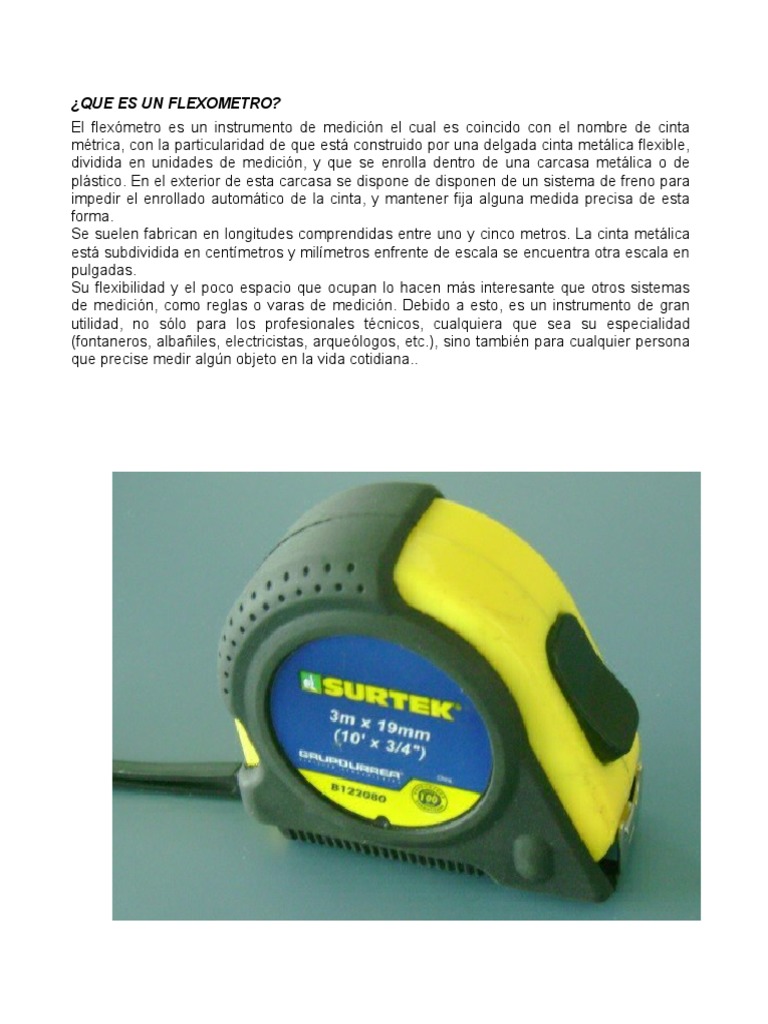 Flexómetro: Medición Precisa y Versátil | PDF | Instrumento de medición ...