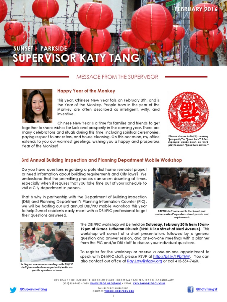 Supervisor Katy Tang: Message From The Supervisor | PDF | Grand Juries ...