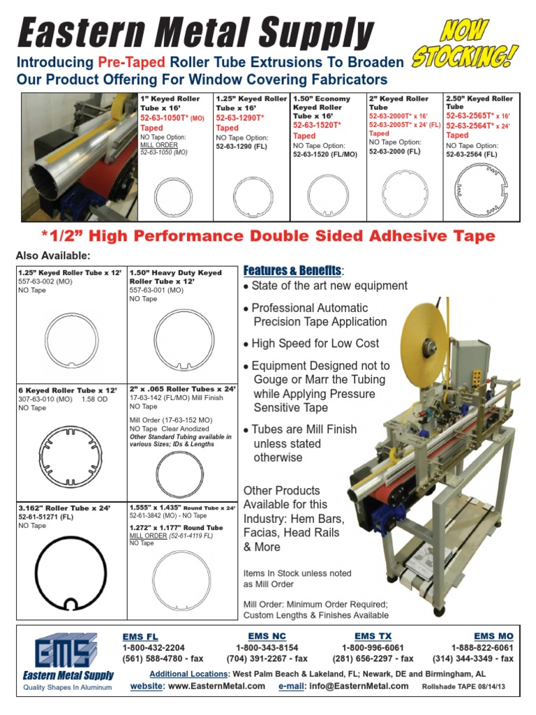 Aluminum Roller Shade Tube Tape Extrusions | PDF