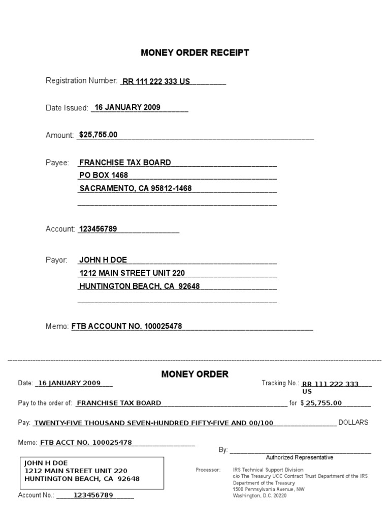 Money Order Sample | PDF