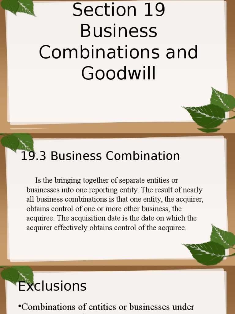 Section 19 Business Combination and Goodwill 1 | PDF | Goodwill ...