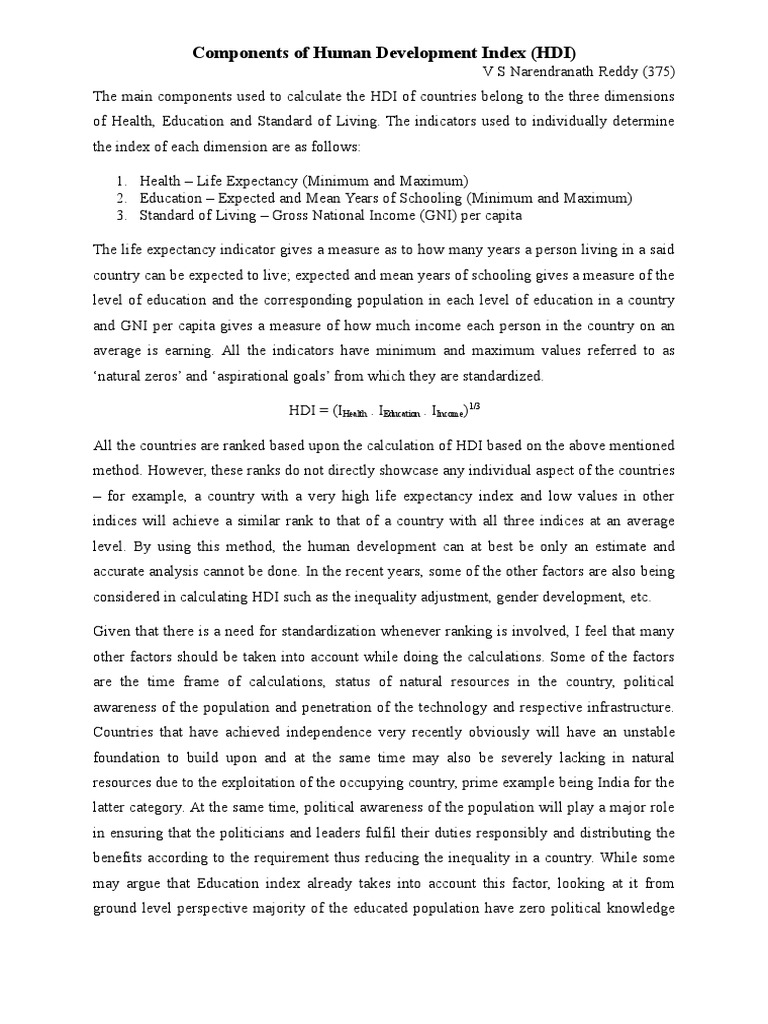 HDI Components | Human Development Index | Economics