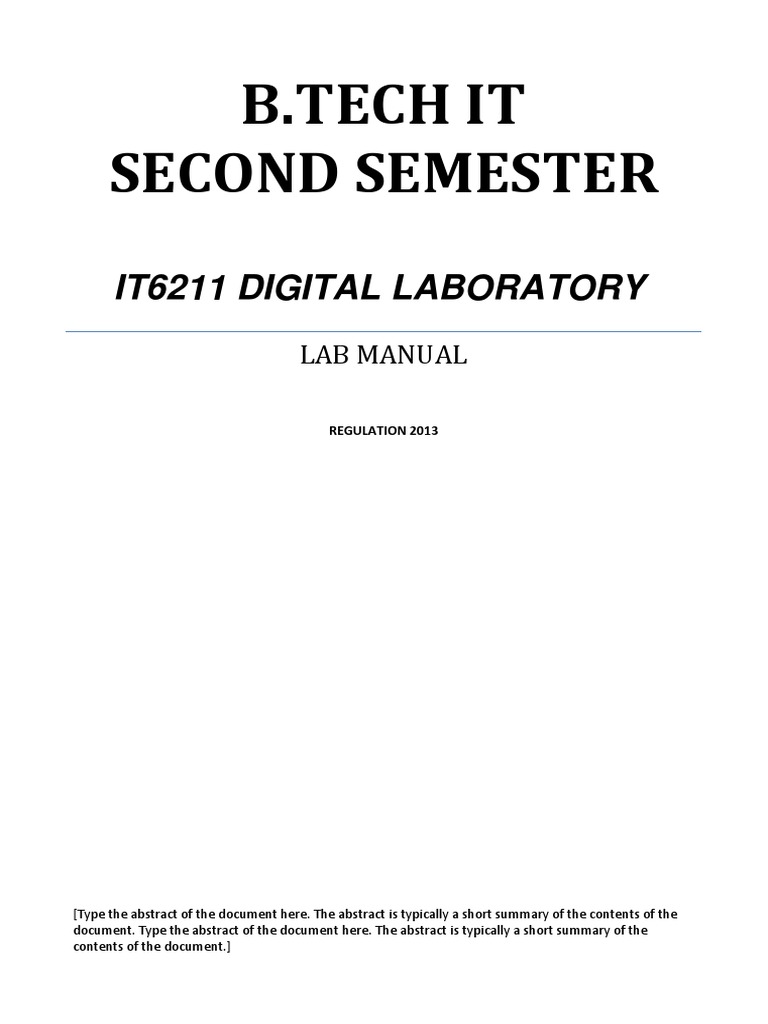 Second Semester Digital Lab Manual | PDF | Boolean Algebra | Teaching ...