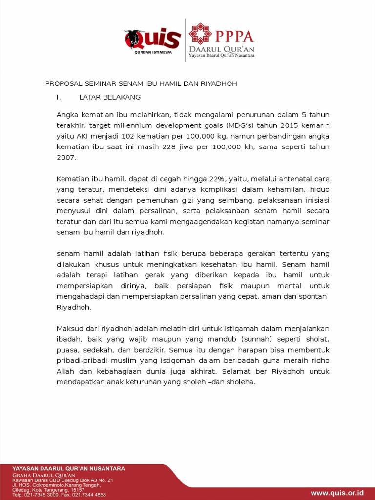 Proposal Senam Ibu Hamil Dan Riyadho | PDF