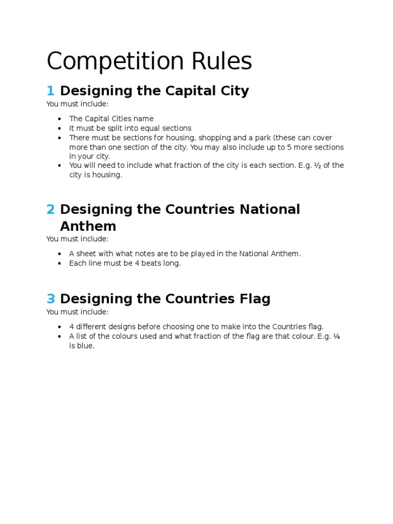 Capital City Design Competition Rules | PDF | Business