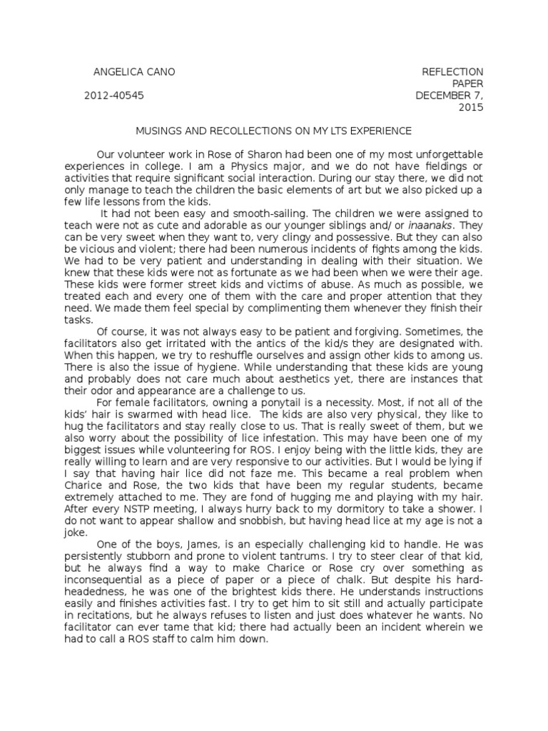 NSTP Reflection Paper | PDF