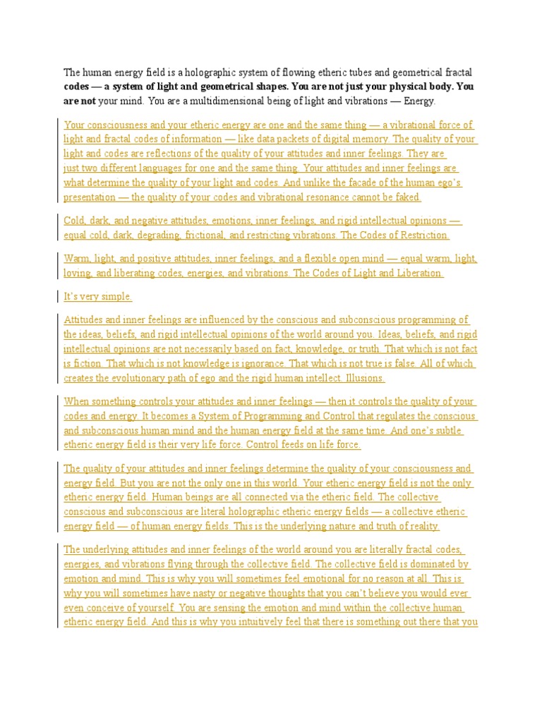 The Human Energy Field | PDF | Consciousness | Emotions