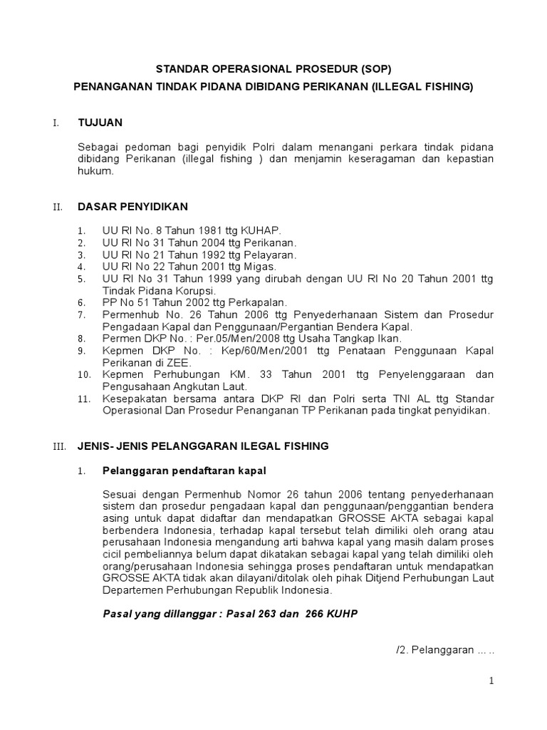 Sop TP Illegal Fishing | PDF