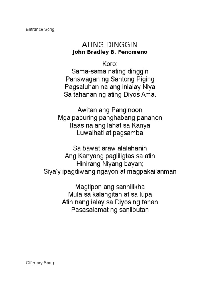 Ating Dinggin at Tanggapin Ang Alay | PDF
