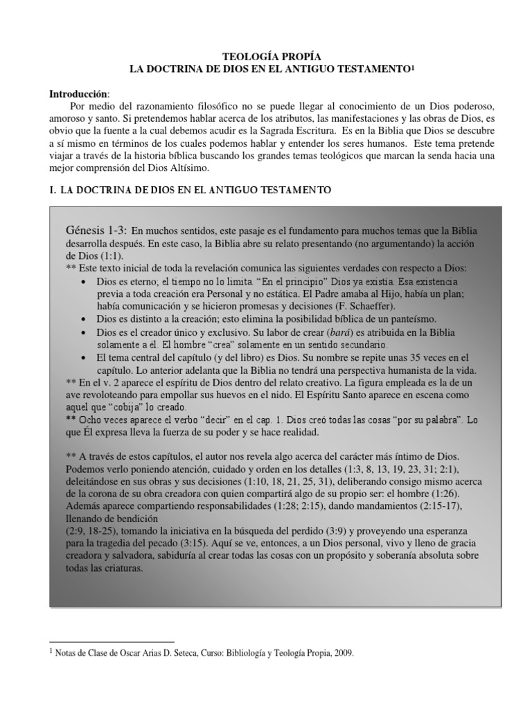 Doctrina de Dios en El Antiguo Testamento Teologia Propía | PDF ...