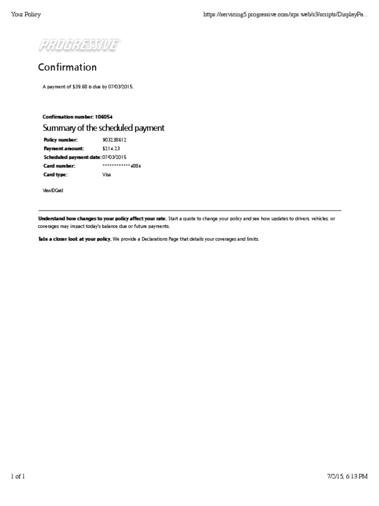 Confirmation: Summary of The Scheduled Payment | PDF