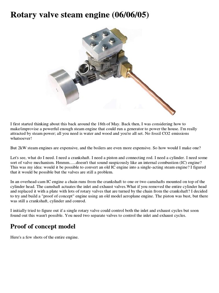 Rotary Valve Steam Engine Prototype | PDF | Steam Engine | Internal ...