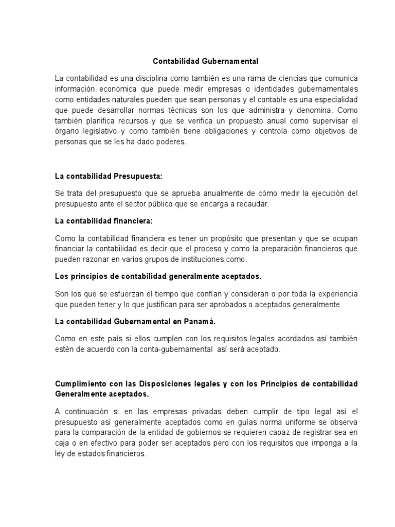 Contabilidad Gubernamental | PDF | Principios contables generalmente aceptados | Contabilidad