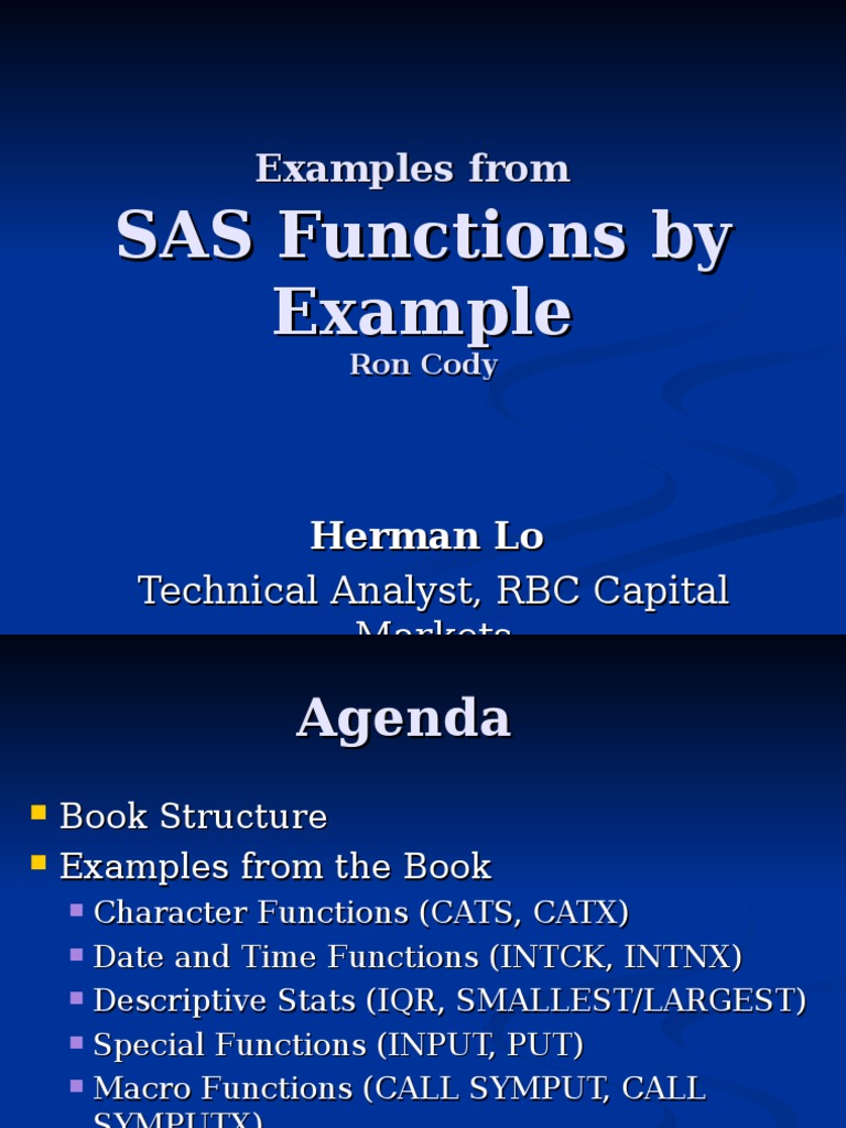 Sas Functions By Example Herman Lo Pdf C Programming Language Variable Computer Science