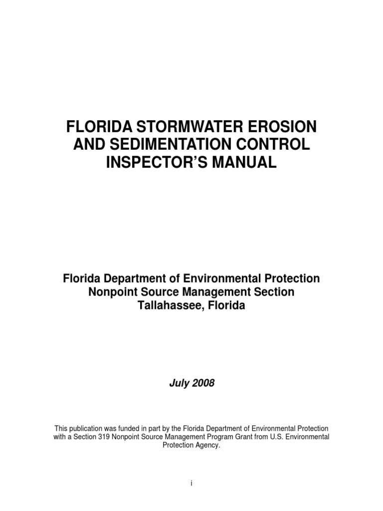 Stormwater Erosion and Sedimentation Control Inspector's Manual | PDF | Erosion | Surface Runoff